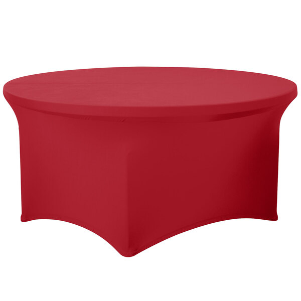 Snap Drape CN420R6030811 Contour Cover 60" Round Crimson Spandex Table ...
