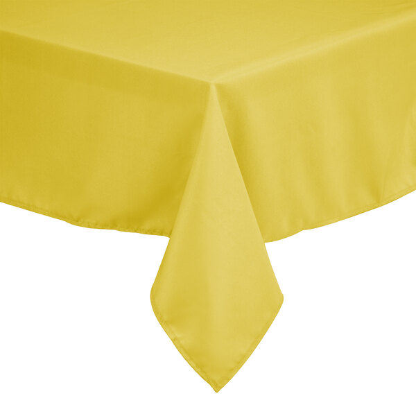 Intedge 64" x 110" Rectangular Yellow 100% Polyester Hemmed Cloth Table ...