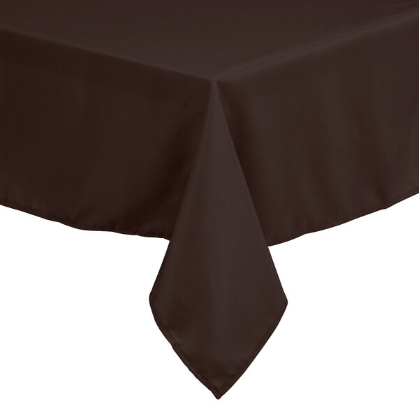 Intedge 72" x 120" Rectangular Brown 100% Polyester Hemmed Cloth Table ...