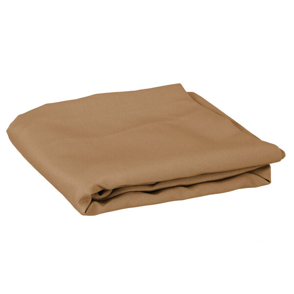 Intedge 64" Round Beige Seamed 100% Polyester Hemmed Cloth Table Cover
