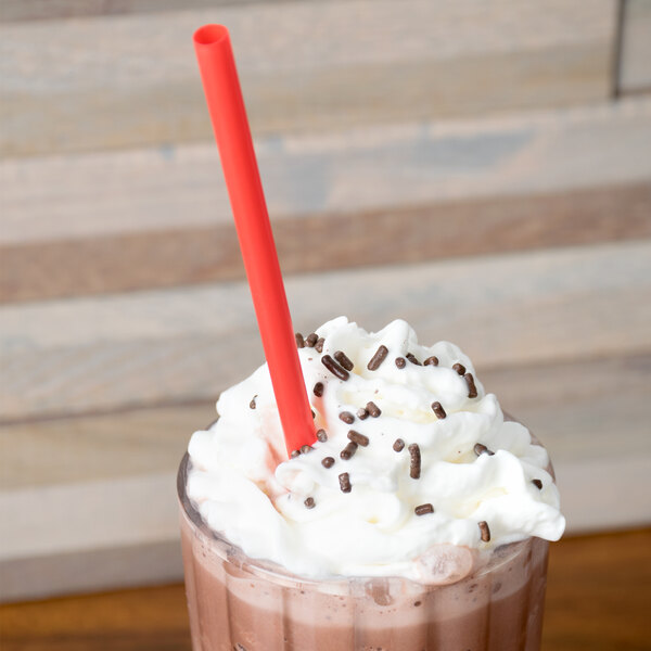 Choice 10 1/4" Super Jumbo Red Unwrapped Spoon Straw - 5400/Case