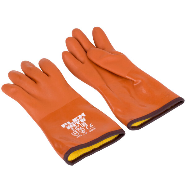 Cordova Large 12" Red Freezer / Frozen Food Textured PVC Gloves - Tagged