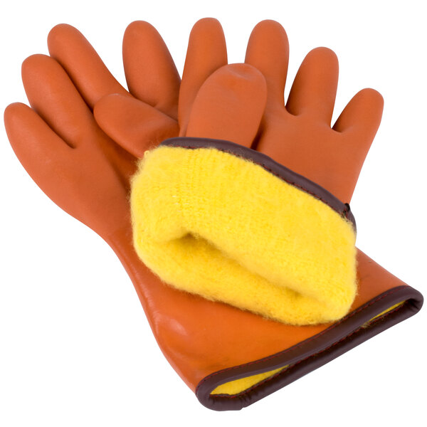 Cordova Large 12" Red Freezer / Frozen Food Textured PVC Gloves - Tagged