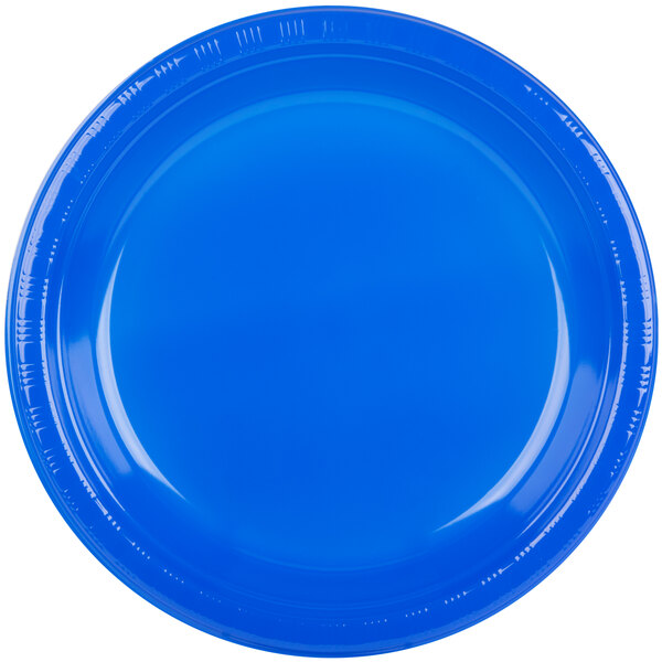Creative Converting 28314731 10" Cobalt Blue Plastic Plate - 240/Case