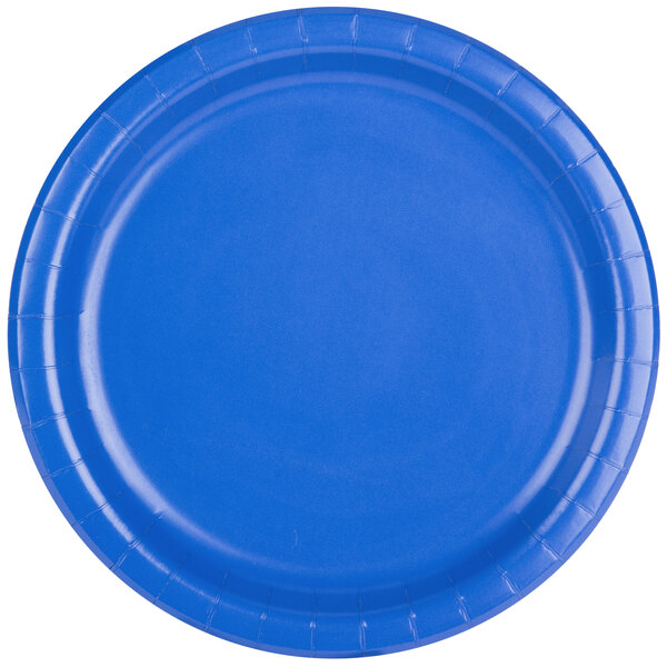Creative Converting 473147B 9" Cobalt Blue Round Paper Plate - 240/Case