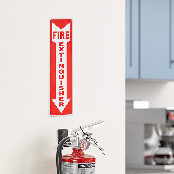 Buckeye Fire Extinguisher Adhesive Label - Red and White, 12" x 4"
