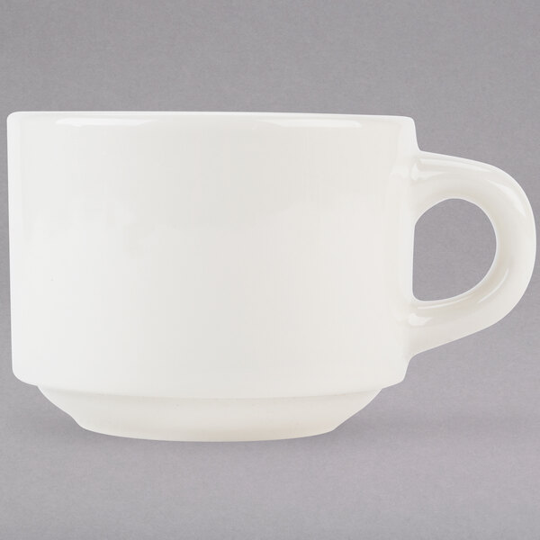 Tuxton TRE-023 Reno / Nevada 7 oz. Eggshell Stackable China Cup - 36/Case