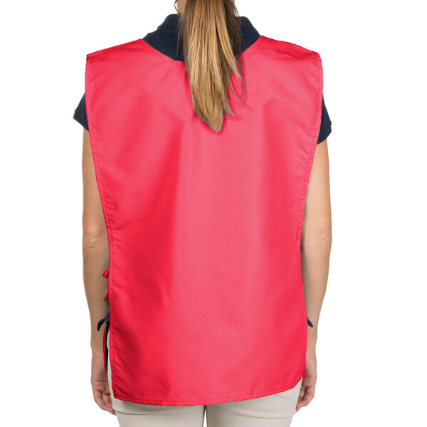 Intedge Red Adjustable Poly-Cotton Cobbler Apron with 2 Pockets - 29" x ...