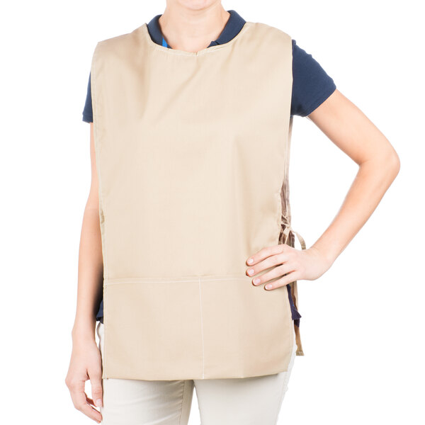 Intedge Beige Adjustable Poly-Cotton Cobbler Apron with 2 Pockets - 29 ...