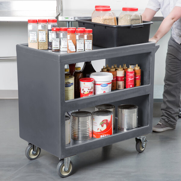 Cambro BC235 Granite Gray Three Shelf Service Cart - 37 1/4" x 21 1/2 ...