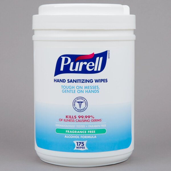 Purell® Alcohol Formulation Sanitizing Wipes 175 Count Canister - 6/Case