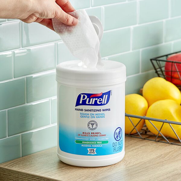Purell® Alcohol Formulation Sanitizing Wipes 175 Count Canister - 6/Case