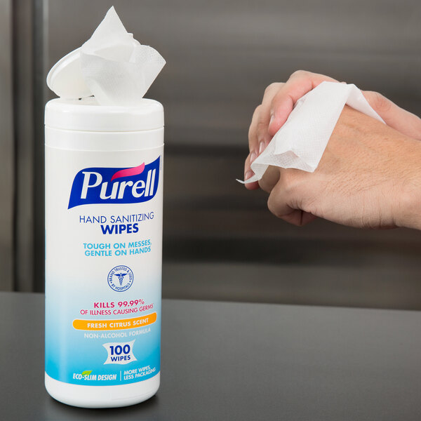 Purell® Sanitizing Wipes 100 Count Canister - 12/Case