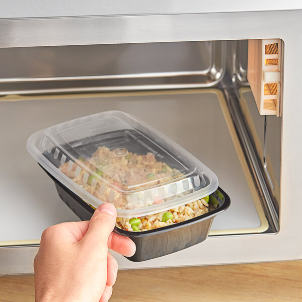 Choice 24 oz. Black Rectangular Microwavable Heavy Weight Container ...