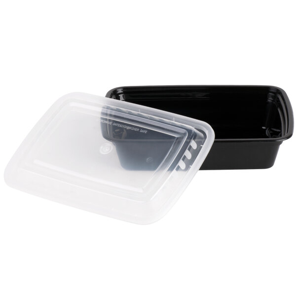 Black Plastic Microwavable Container w/ Lid (Bulk, 150/Case)