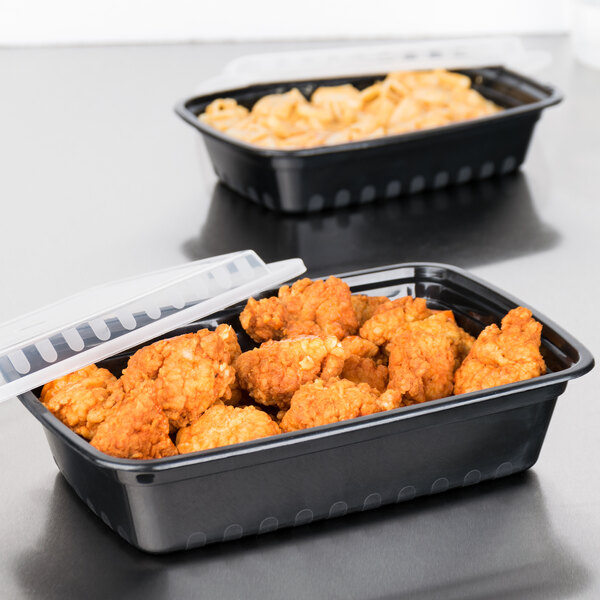 Black Plastic Microwavable Container w/ Lid (Bulk, 150/Case)