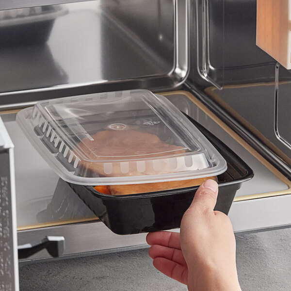 28 oz. Black Meal Prep Containers w/ Lid - 150/Case