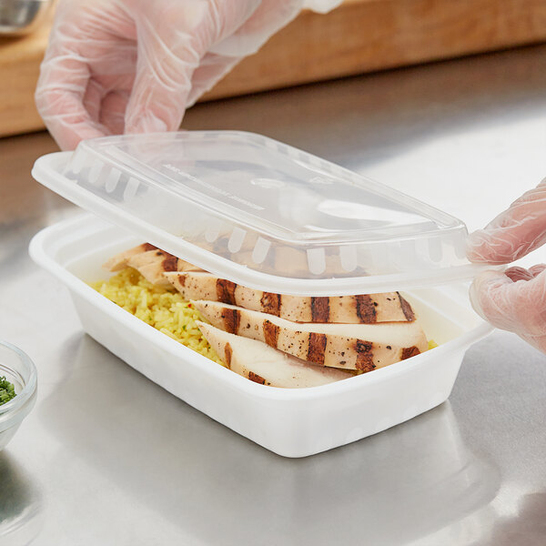 Choice 24 oz. White 8" x 5 1/4" x 2" Rectangular Microwavable Heavy ...