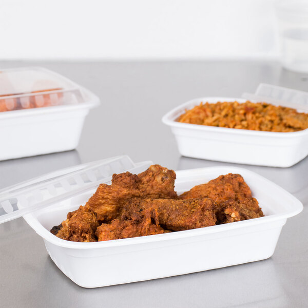 Choice 24 oz. White 8" x 5 1/4" x 2" Rectangular Microwavable Heavy ...