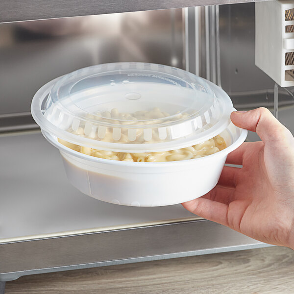 Choice 32 oz. White 7 1/4" Round Microwavable Heavy Weight Container ...