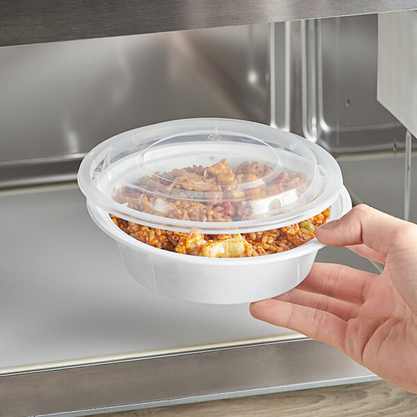 Choice 16 oz. White 6 1/4" Round Microwavable Heavy Weight Container ...