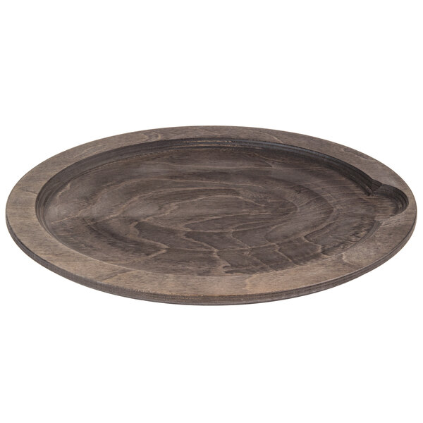 Lodge UJOP 15 1/4" x 11 3/4" Oval Jumbo Wood Underliner with Walnut Finish