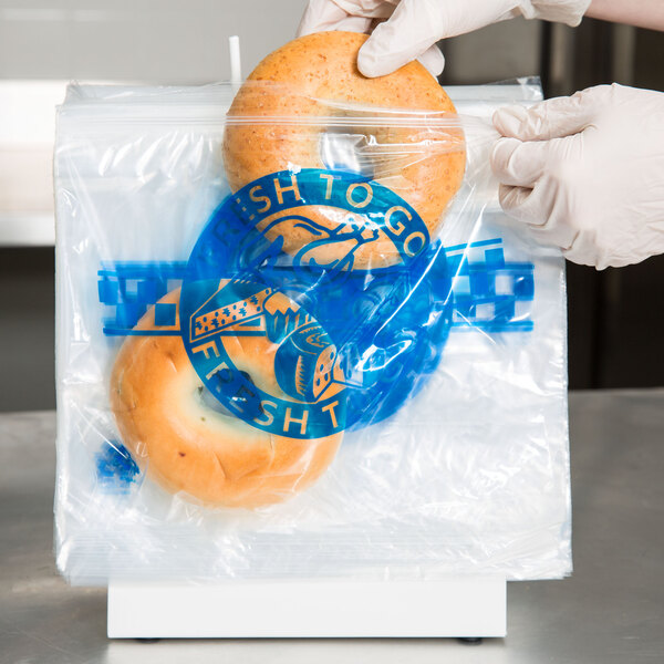 Choice Deli Saddle Bag Stand with Printed 10" x 8" Deli Bags - Seal Top