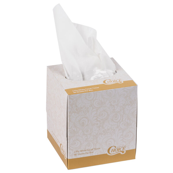 Choice 90 Sheet 2-Ply Facial Tissue Cube - 36/Case