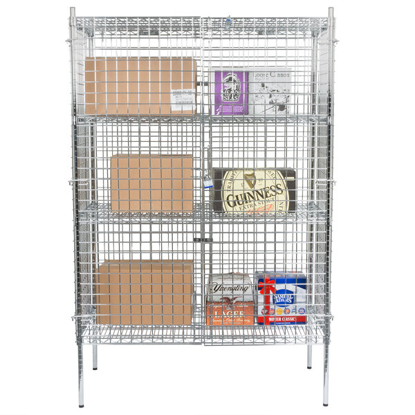 Regency NSF Stationary Chrome Wire Security Cage Kit - 24" x 48" x 74"