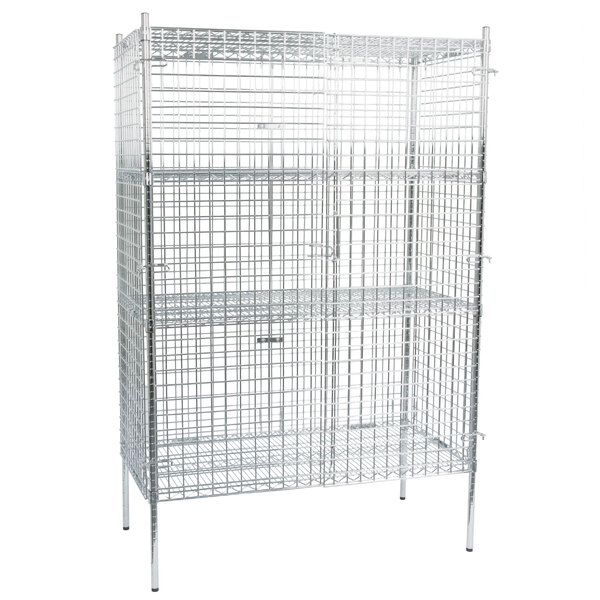 Regency NSF Stationary Chrome Wire Security Cage Kit - 24" x 48" x 74"