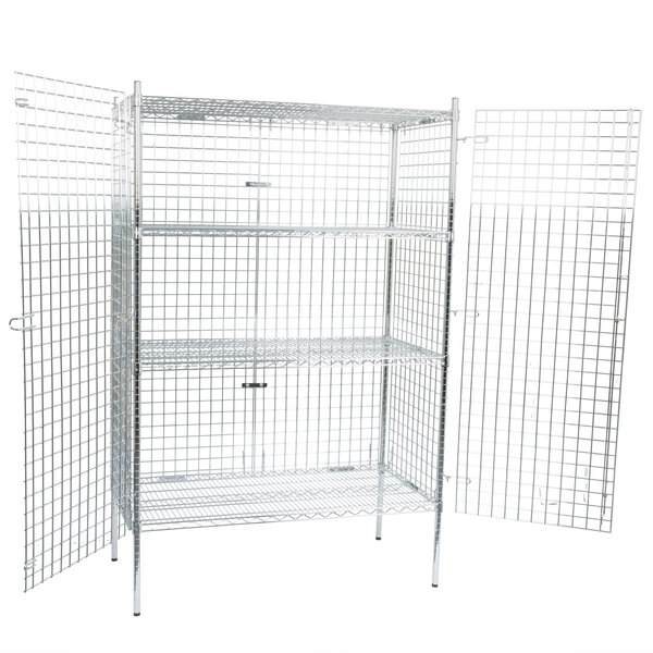 Regency NSF Stationary Chrome Wire Security Cage Kit - 24" x 48" x 74"