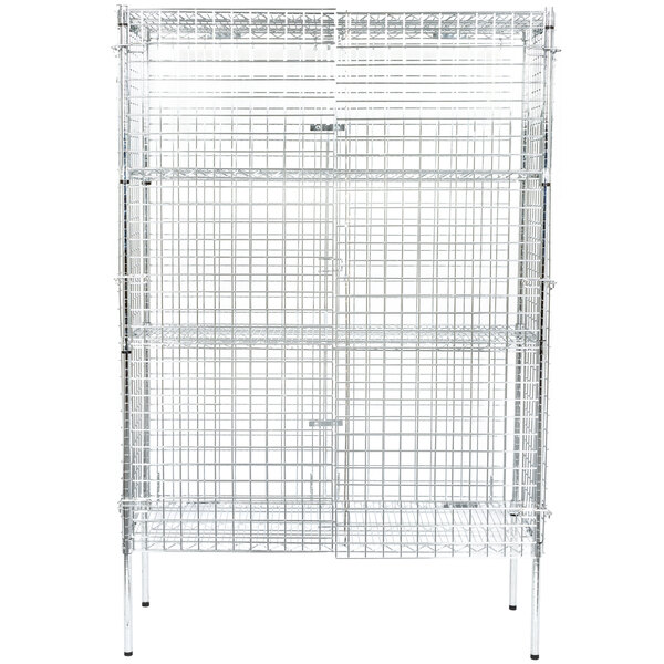 Regency NSF Stationary Chrome Wire Security Cage Kit - 18" x 48" x 74"