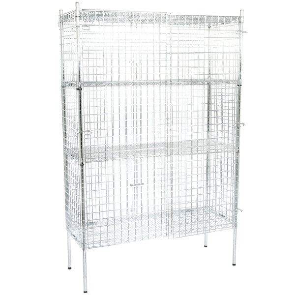 Regency NSF Stationary Chrome Wire Security Cage Kit - 18" x 48" x 74"