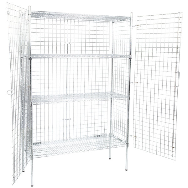 Regency NSF Stationary Chrome Wire Security Cage Kit - 18" x 48" x 74"