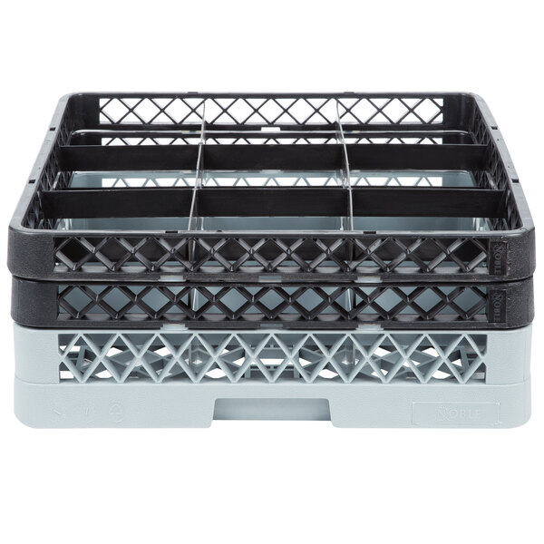 Noble Products 9-Compartment Gray Full-Size Glass Rack with 2 Black ...