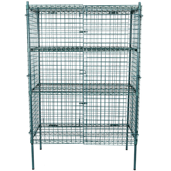 Regency NSF Stationary Green Wire Security Cage Kit - 24" x 48" x 74"