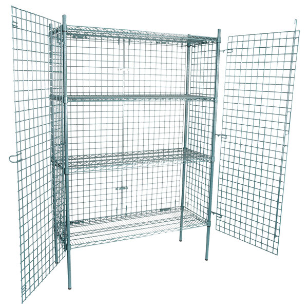 Regency NSF Stationary Green Wire Security Cage Kit - 24" x 48" x 74"