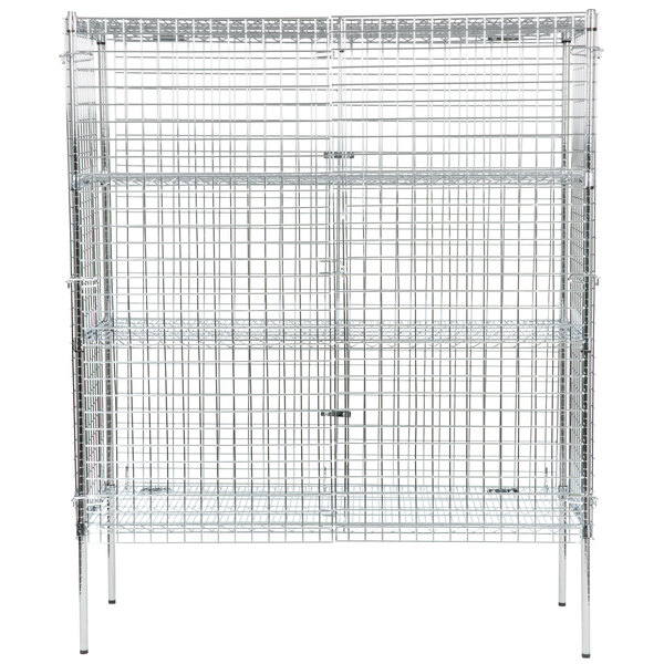 Regency NSF Stationary Chrome Wire Security Cage Kit - 24" x 60" x 74"