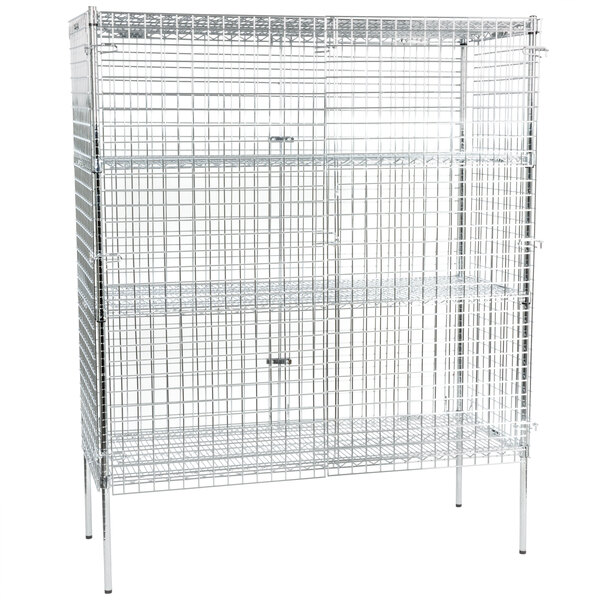 Regency NSF Stationary Chrome Wire Security Cage Kit - 24" x 60" x 74"