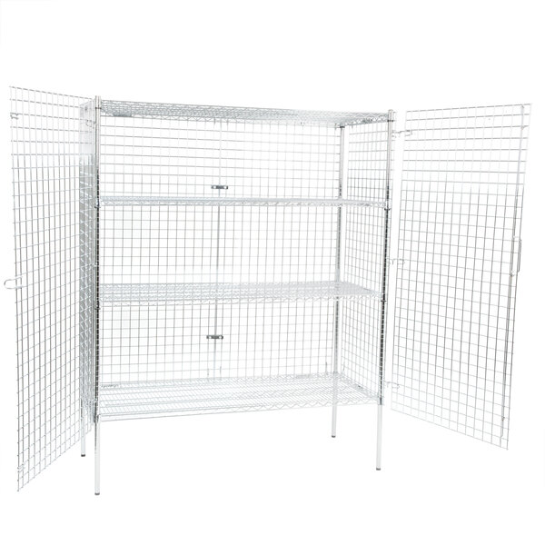 Regency NSF Stationary Chrome Wire Security Cage Kit - 24" x 60" x 74"