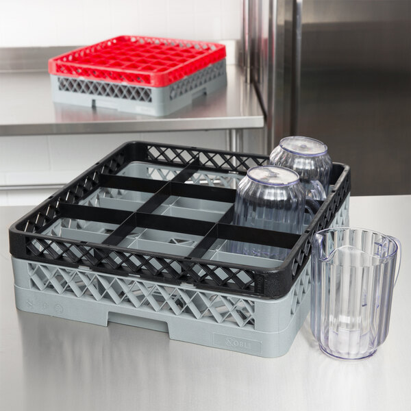 Noble Products 9-Compartment Black Full-Size Glass Rack Rack Extender