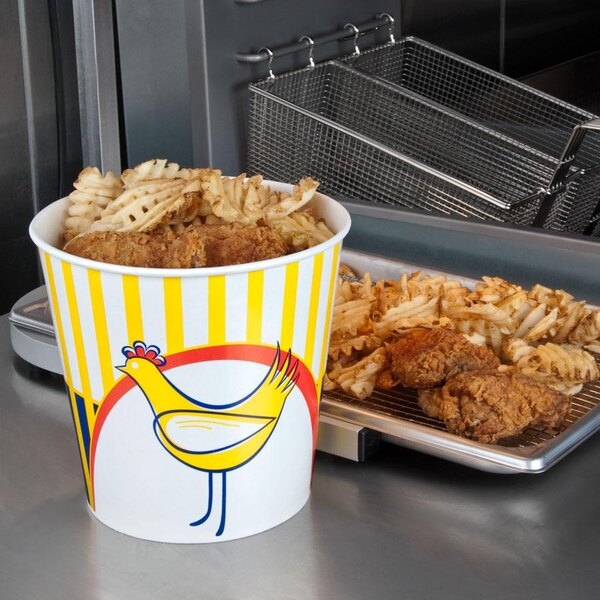 Chicken Bucket with Lid, Paper, 170 oz. - 120/Case