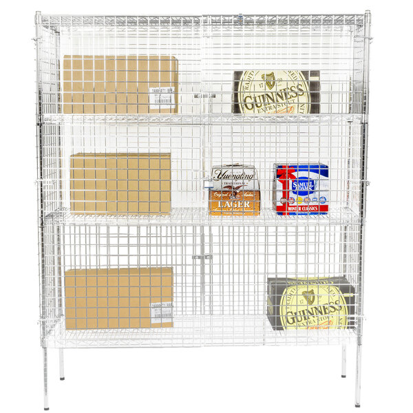 Regency NSF Stationary Chrome Wire Security Cage Kit -18" x 60" x 74"