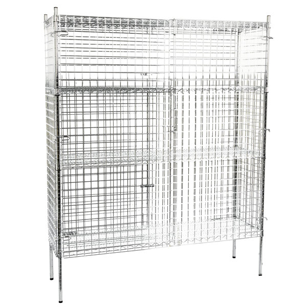 Regency NSF Stationary Chrome Wire Security Cage Kit -18" x 60" x 74"