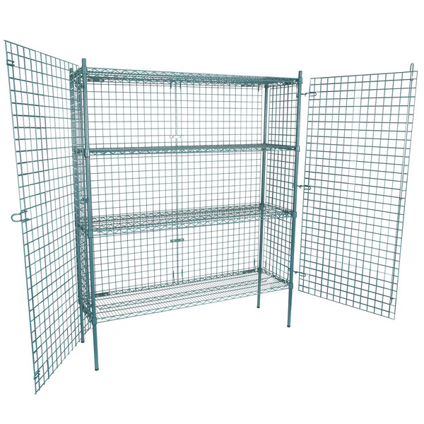 Regency NSF Stationary Green Wire Security Cage Kit - 18" x 60" x 74"