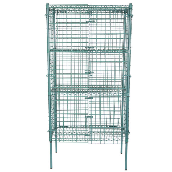 Regency NSF Stationary Green Wire Security Cage Kit - 18" x 36" x 74"