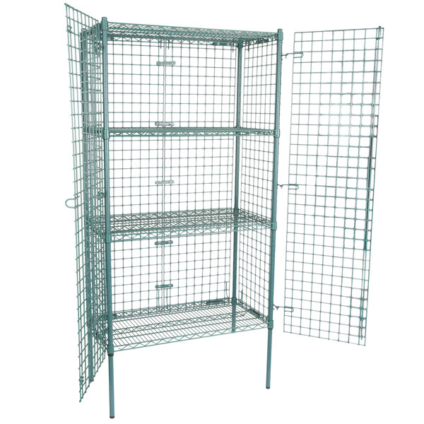 Regency NSF Stationary Green Wire Security Cage Kit - 18" x 36" x 74"