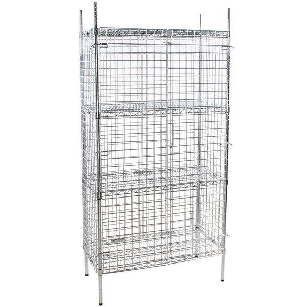 Regency NSF Stationary Chrome Wire Security Cage Kit - 18" x 36" x 74"