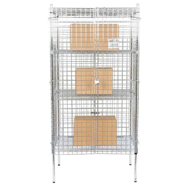Regency NSF Stationary Chrome Wire Security Cage Kit - 24" x 36" x 74"