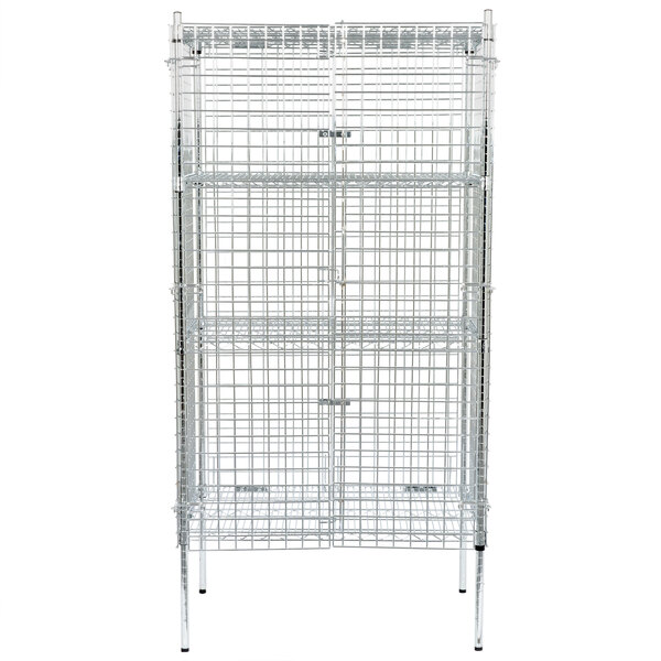Regency NSF Stationary Chrome Wire Security Cage Kit - 24" x 36" x 74"